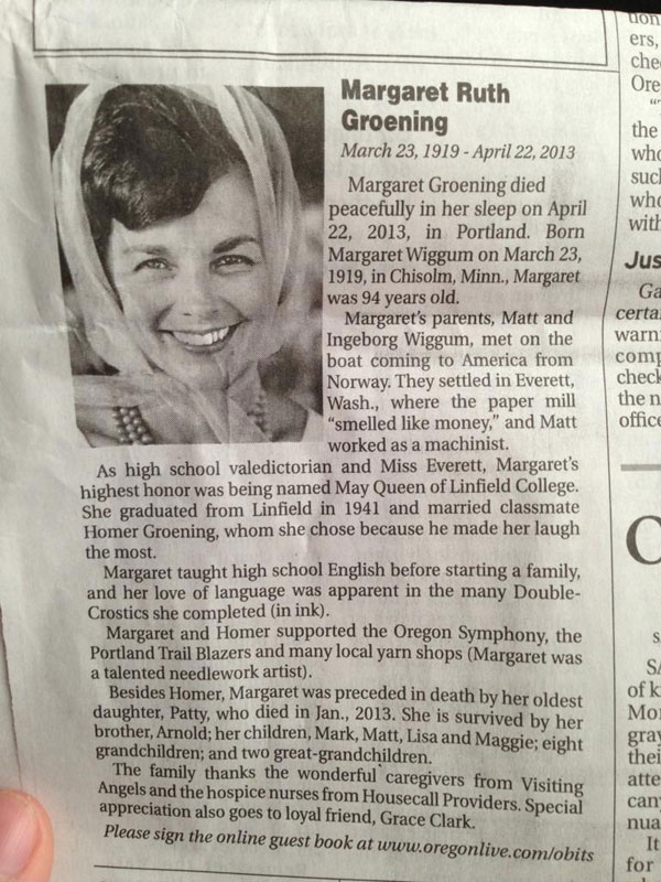 Margaret Groening, Inspiration for Marge Simpson, Dies at 94